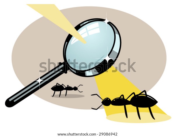 Vector Illustration Magnifying Glass Burning Ant Stock Vector Royalty Free 29086942