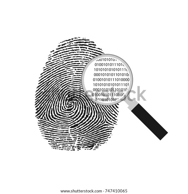 Vector Illustration Magnifying Glass Over Fingerprint Stock Vector ...