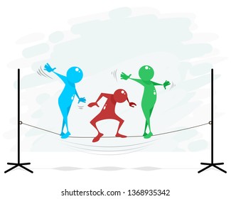 Vector Illustration Maintaining Balance On Rope Stock Vector (Royalty ...