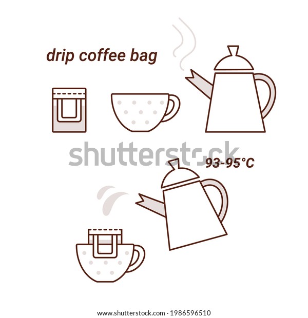 Vector Illustration Making Drip Coffee Icons Stock Vector (Royalty Free ...