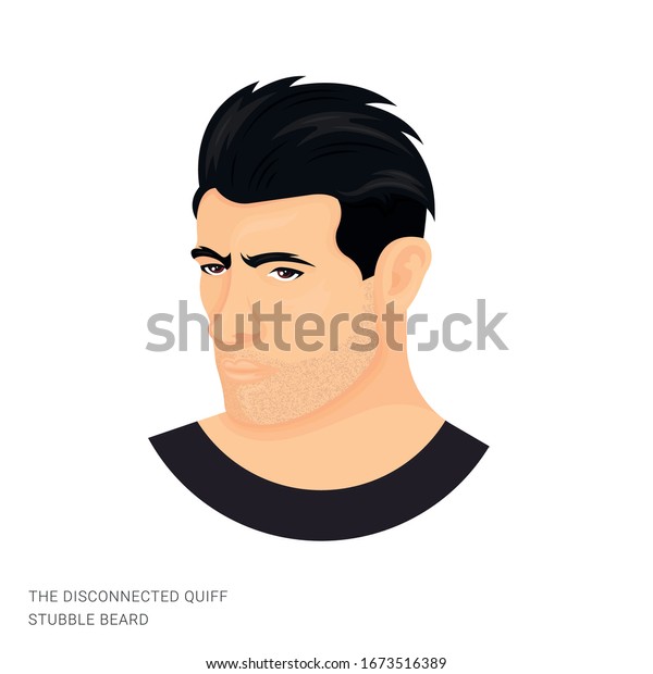 Vector Illustration Man Disconnected Quiff Stubble Stock Vector ...