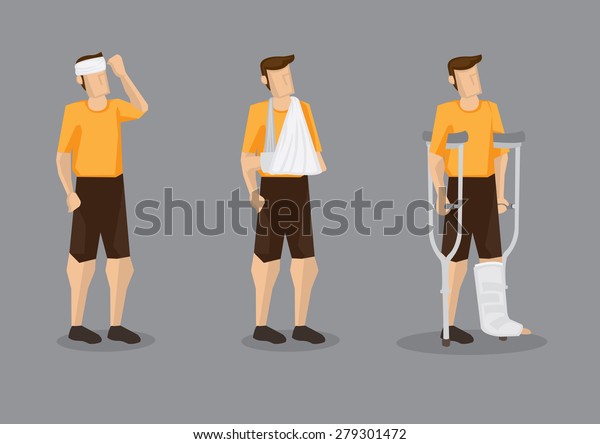 Vector Illustration Man Head Bandage Arm Stock Vector (Royalty Free ...