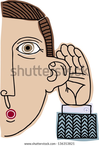 Vector Illustration Man Listening Stock Vector (Royalty Free) 136353821