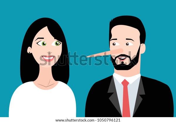 Vector Illustration Man Long Nose Lying Stock Vector (Royalty Free ...