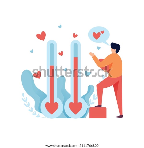 Vector Illustration Man Love Meter Celebrating Stock Vector (Royalty ...