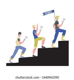 Vector Illustration Man Phone Searcing Trends Stock Vector (Royalty ...
