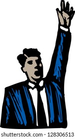 Vector Illustration Man Raised Arm Stock Vector (Royalty Free ...