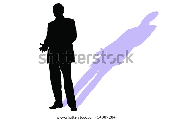 Vector Illustration Man Silhouette His Shadow Stock Vector (Royalty ...