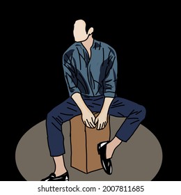 Vector Illustration Man Sitting On Black Stock Vector (Royalty Free ...