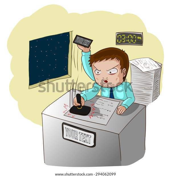 Vector Illustration Man Stamping On Paper Stock Vector (Royalty Free ...
