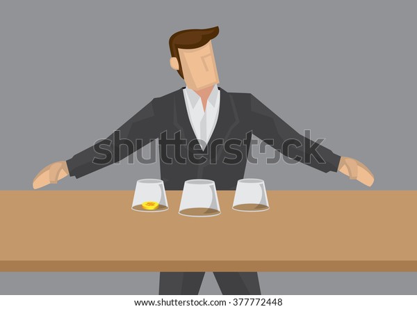 Vector Illustration Man Standing Behind Table Stock Vector (Royalty ...