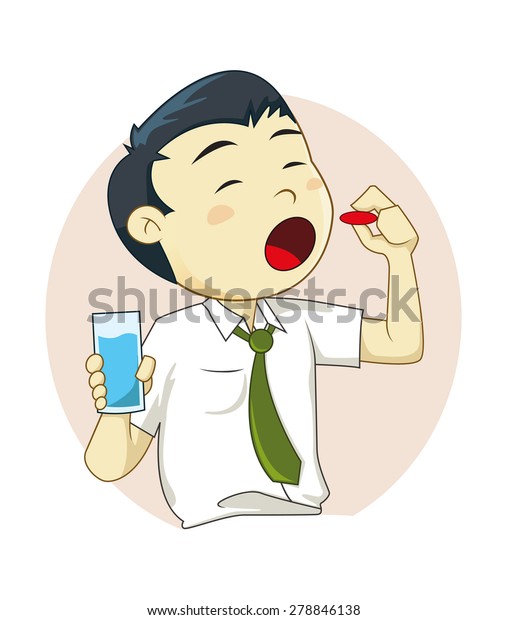 Vector Illustration Man Taking Pill Stock Vector (Royalty Free ...