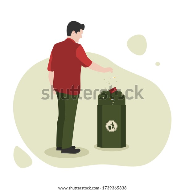 Vector Illustration Man Throwing His Cigarettes Stock Vector (Royalty ...
