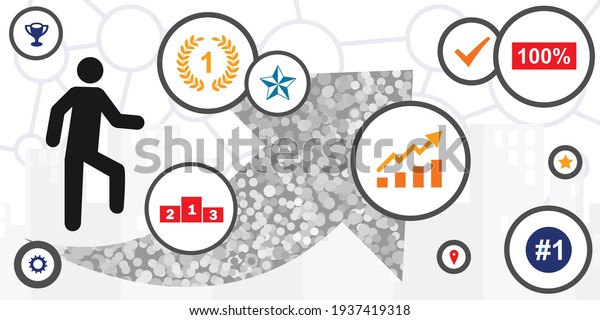 Vector Illustration Man Walking Ranking Symbols Stock Vector (Royalty ...