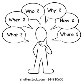 Vector Illustration Man Who Asks Questions Stock Vector (Royalty Free ...
