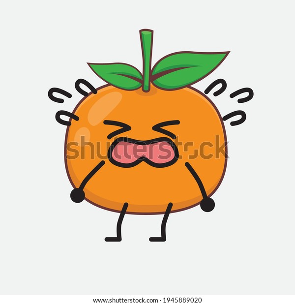 Vector Illustration Mandarin Orange Character Cute Stock Vector ...