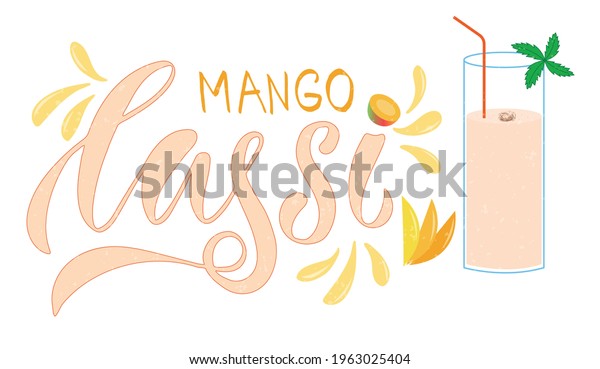 Vector Illustration Mango Lassi Text Logotype Stock Vector (Royalty ...