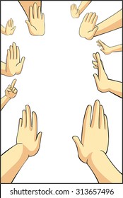 Vector Illustration Many Cartoon People Hands Stock Vector (Royalty ...