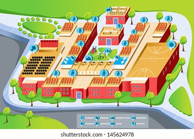 Vector Illustration Map School Stock Vector (Royalty Free) 145624978 ...