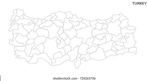Vector Illustration Map Turkey White Background Stock Vector (Royalty ...