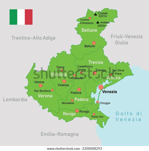 Vector Illustration Map Veneto Italy Stock Vector (Royalty Free ...