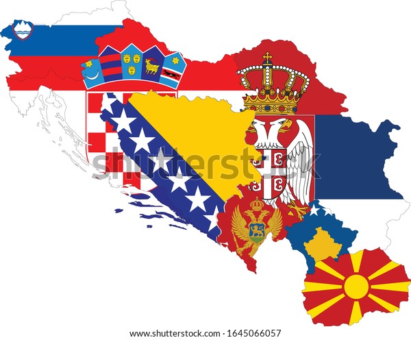 Vector Illustration Map Yugoslavia Countries National Stock Vector ...