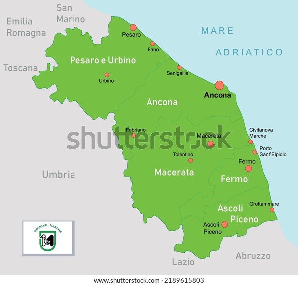 Vector Illustration Marche Map Italy Stock Vector (Royalty Free ...