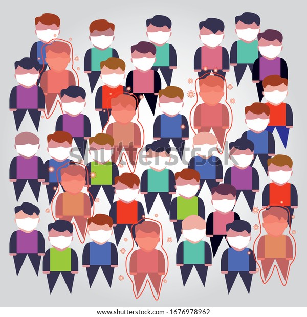 Vector Illustration Mass Gathering During Pandemic Stock Vector ...