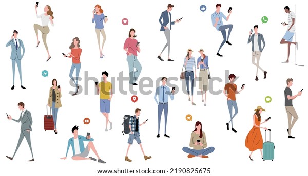 Vector Illustration Material People Using Smartphones Stock Vector ...