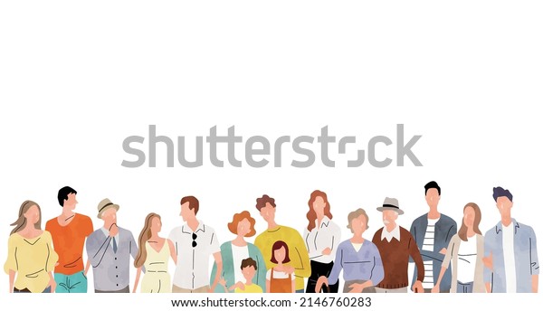 Vector Illustration Material Various People Many Stock Vector (Royalty ...