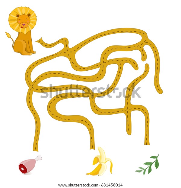 Vector illustration of maze (labyrinth) educational game with cute ...