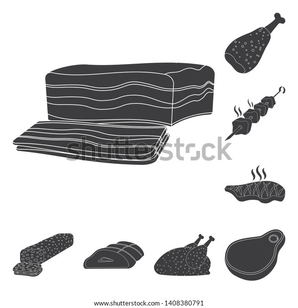 Vector Illustration Meat Ham Logo Set Stock Vector (Royalty Free ...