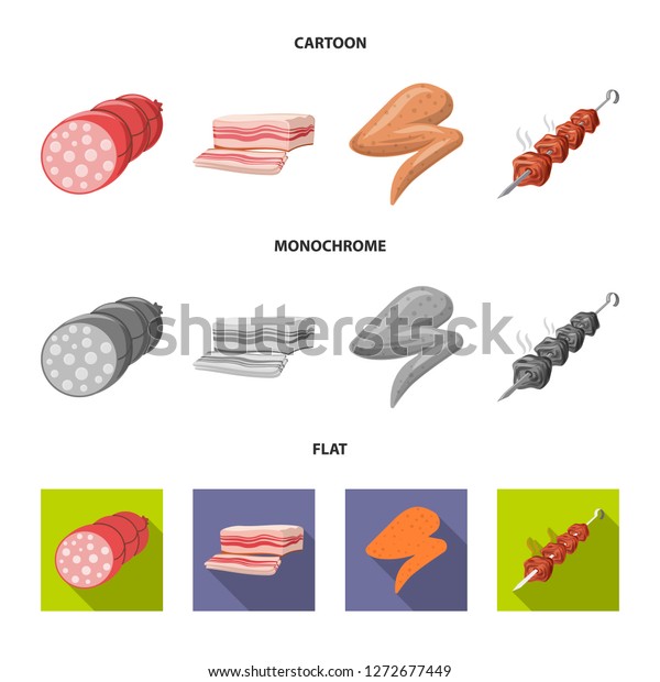 Vector Illustration Meat Ham Sign Collection Stock Vector (Royalty Free ...