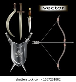 Vector Illustration Medieval Weapons Bow Arrows Stock Vector (Royalty ...