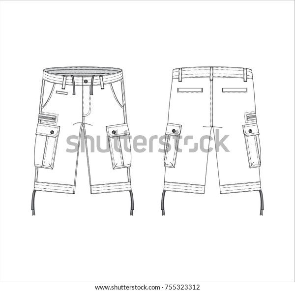 Vector Illustration Mens Shorts Front Back Stock Vector (Royalty Free ...