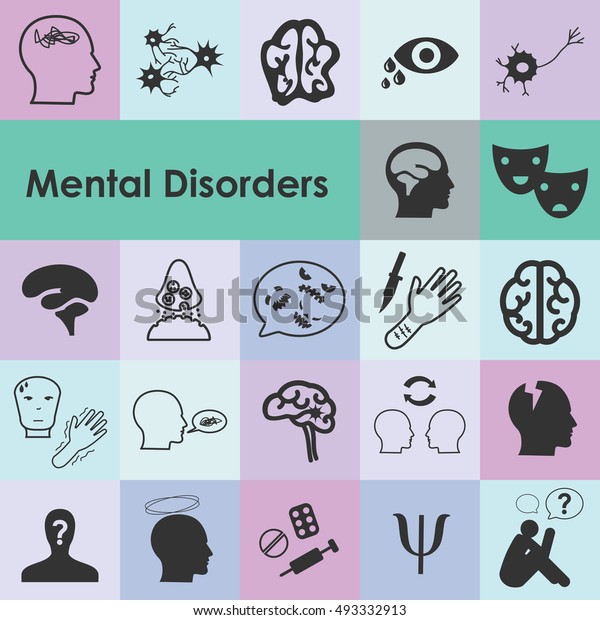 Vector Illustration Mental Disorders Icons Different: เวกเตอร์สต็อก ...