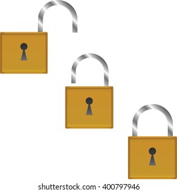 Vector Illustration Metallic Lock Three Positions Stock Vector (Royalty ...