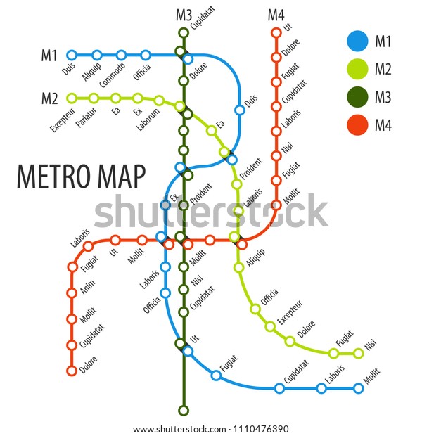 Vector Illustration Metro Map Subway Scheme 스톡 벡터(로열티 프리) 1110476390 ...