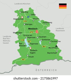Vector Illustration Miesbach Region Map Germany Stock Vector (Royalty ...