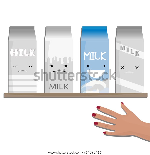 Vector Illustration Milk Emotions Different Carton Stock Vector ...