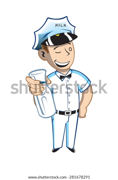 Vector Illustration Milkman Dressed White Black Stock Vector (Royalty ...