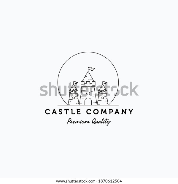 Vector Illustration Minimalist Line Art Castle Stock Vector (Royalty ...