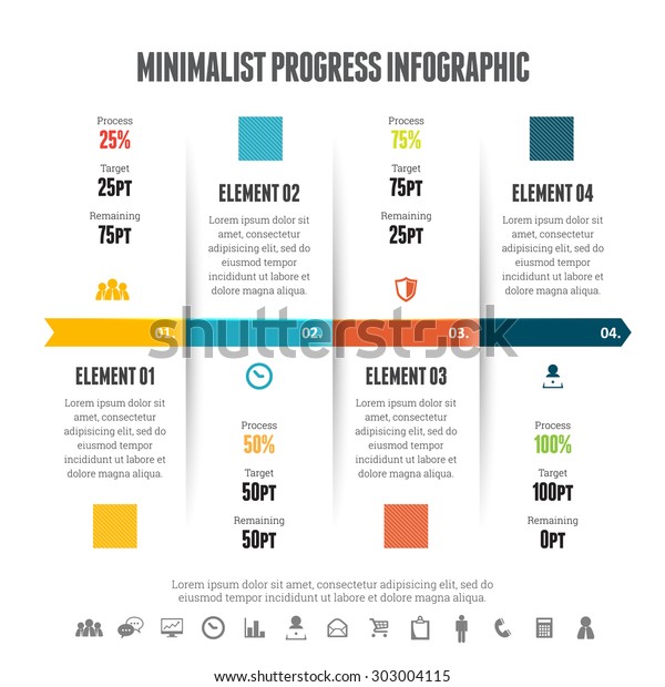 Vector Illustration Minimalist Progress Infographic Design 스톡 벡터(로열티 프리 ...