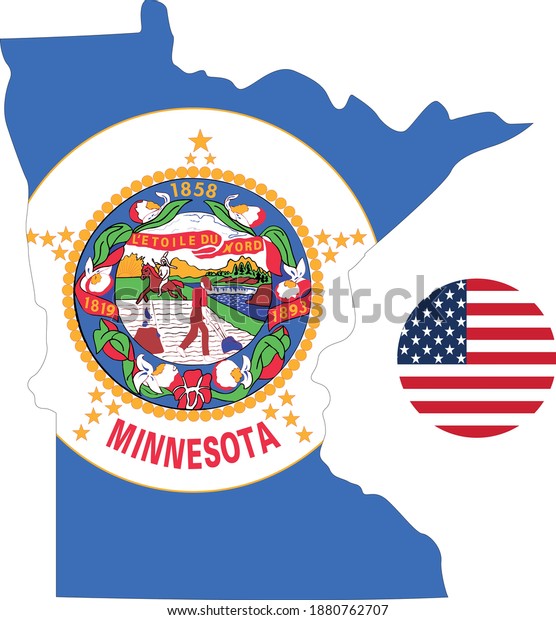 Vector Illustration Minnesota Map Flag American Stock Vector (Royalty ...