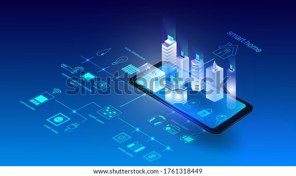 Vector Illustration Mobile Phone Buildings Elements: เวกเตอร์สต็อก ...