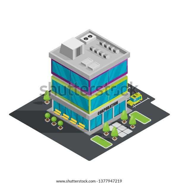 Vector Illustration Modern Art Office Building Stock Vector (Royalty ...