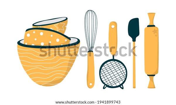Vector Illustration Modern Kitchen Tools Isolated Stock Vector (Royalty ...