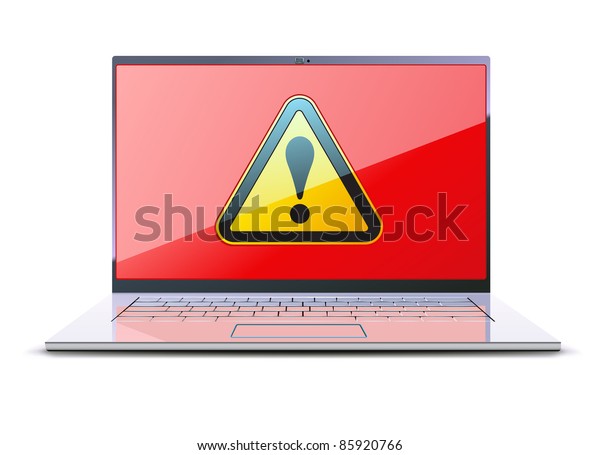 Vector Illustration Modern Laptop Exclamation Mark 스톡 벡터(로열티 프리 ...