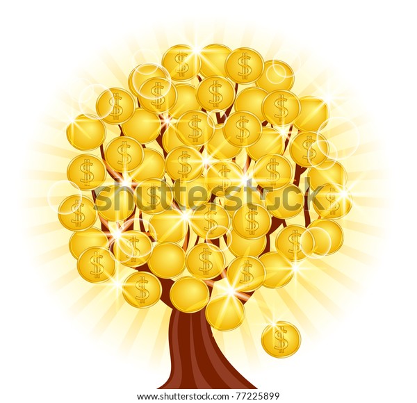 Vector Illustration Money Tree Coins On Stock Vector (Royalty Free ...