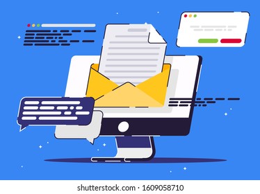 Vector Illustration Monoblock Incoming Email Notification Stock Vector ...